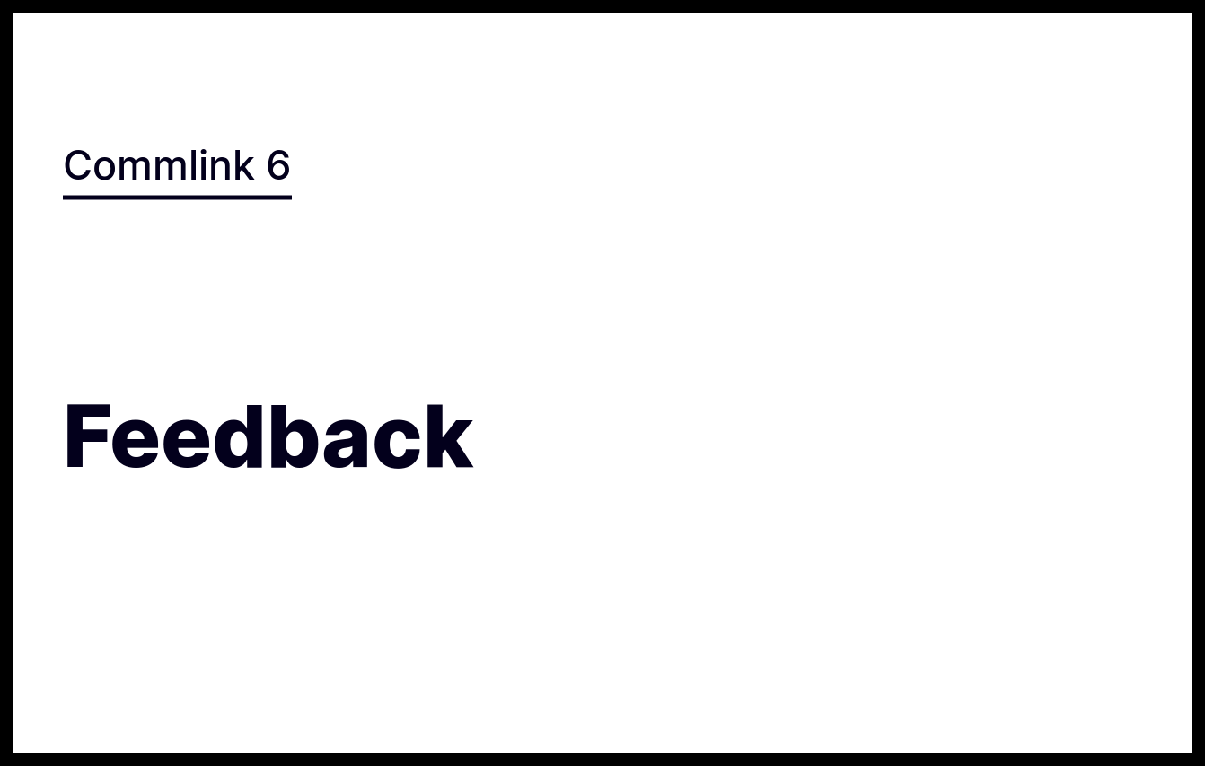 Feedback | Commlink 6